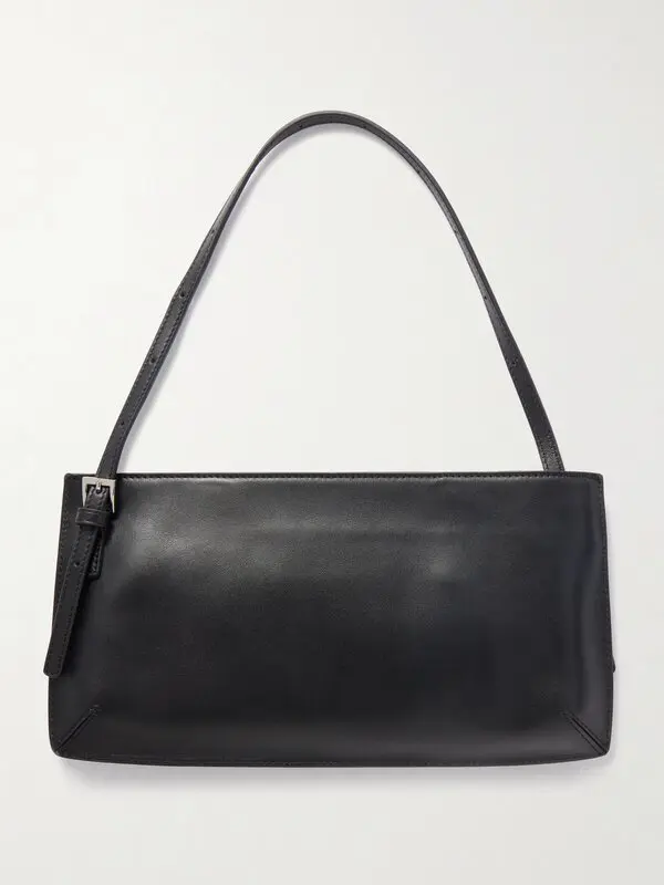 ST. AGNI 90s Leather Shoulder Bag - Black