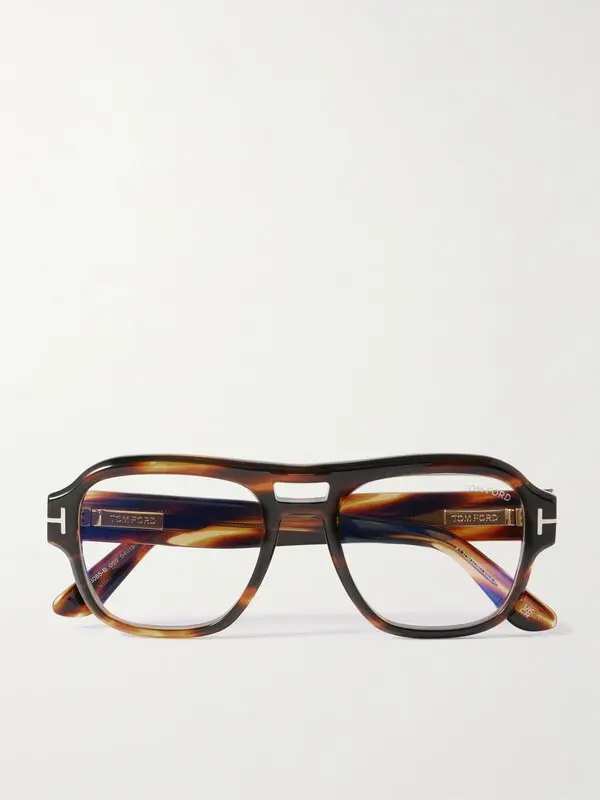 TOM FORD Aviator-style Acetate Optical Glasses - Tortoiseshell