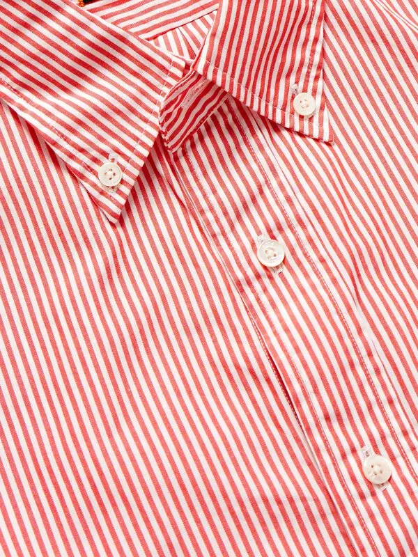 BEAMS Button-down Collar Striped Cotton Shirt