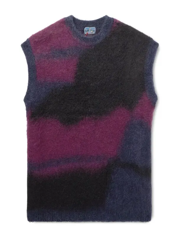 Blue Blue Japan Dégradé Brushed Jacquard-knit Sweater Vest - Purple