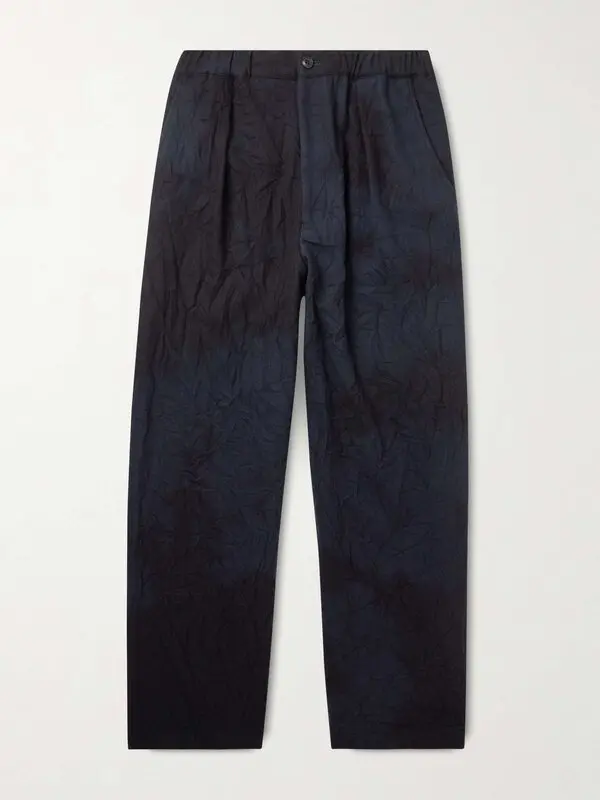 Blue Blue Japan Straight-leg Wool-blend Trousers - Navy