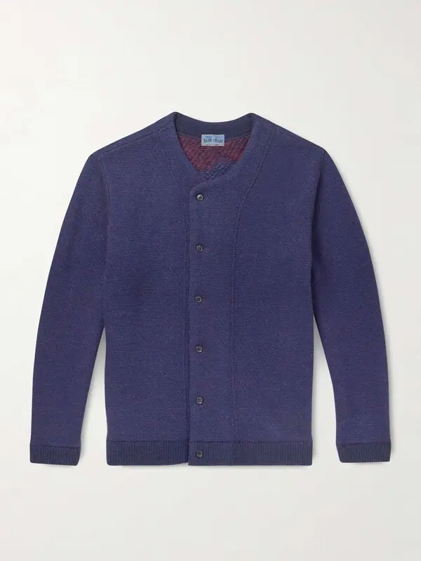 Blue Blue Japan Intarsia Wool-blend Cardigan - Navy