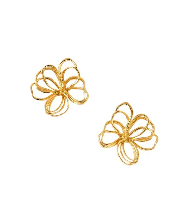 Oscar De La Renta Threaded Flower Earrings - Gold
