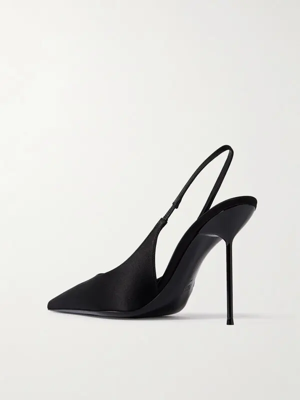 Paris Texas Lidia Satin Slingback Pumps - Black