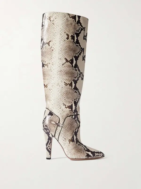 Paris Texas Elsa Buckled Snake-effect Knee Boots - Snake Print