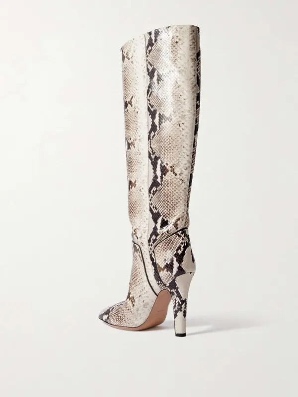 Paris Texas Elsa Buckled Snake-effect Knee Boots - Snake Print