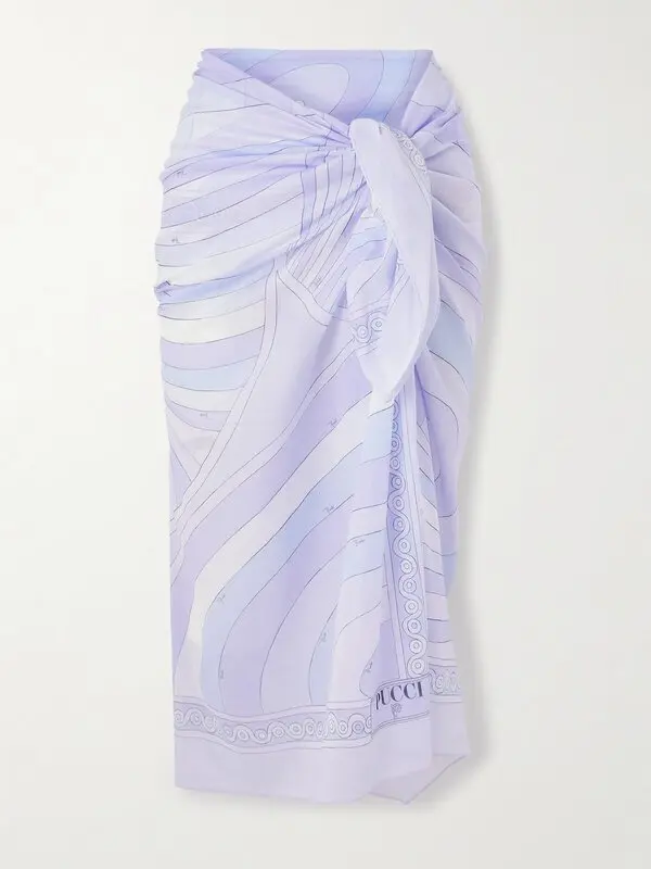 Emilio Pucci Printed Cotton-voile Pareo - Purple