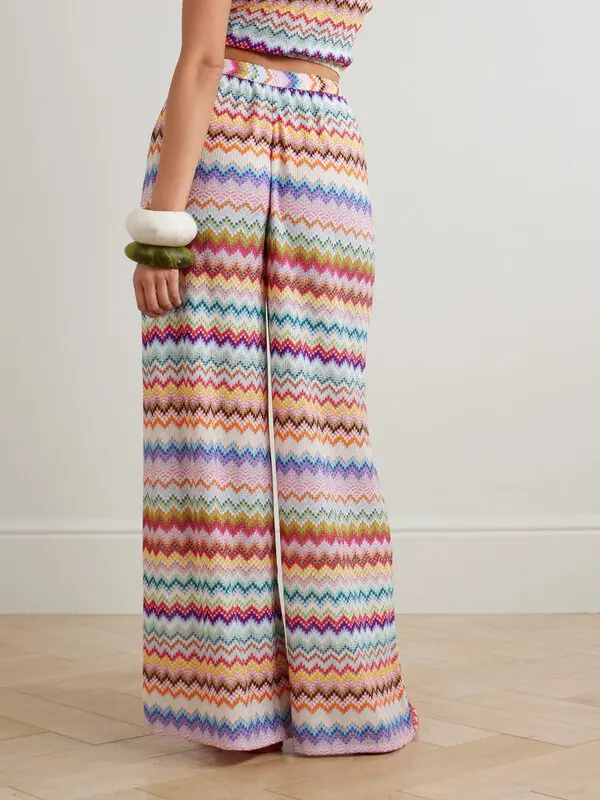 Missoni Mare Striped Metallic Crochet-knit Wide-leg Pants - Multi