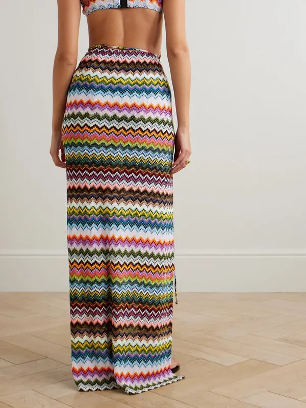 Missoni Mare Striped Metallic Crochet-knit Maxi Wrap Skirt - Multi