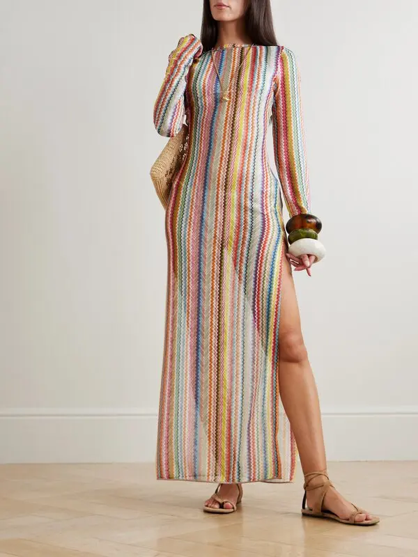 Missoni Metallic-trimmed Striped Crochet-knit Maxi Dress - Multi