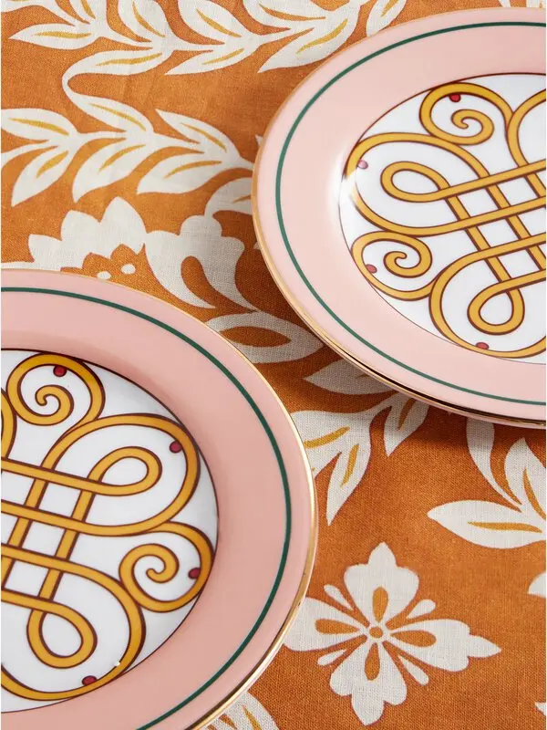 La DoubleJ Set Of Two 20cm Printed Porcelain Dessert Plates - Pink