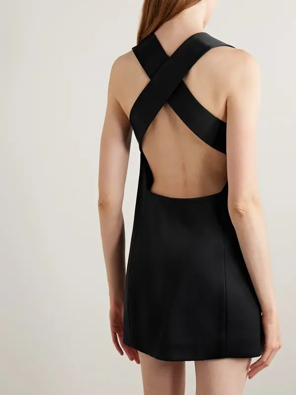 Khaite Mella Satin-crepe Mini Dress - Black