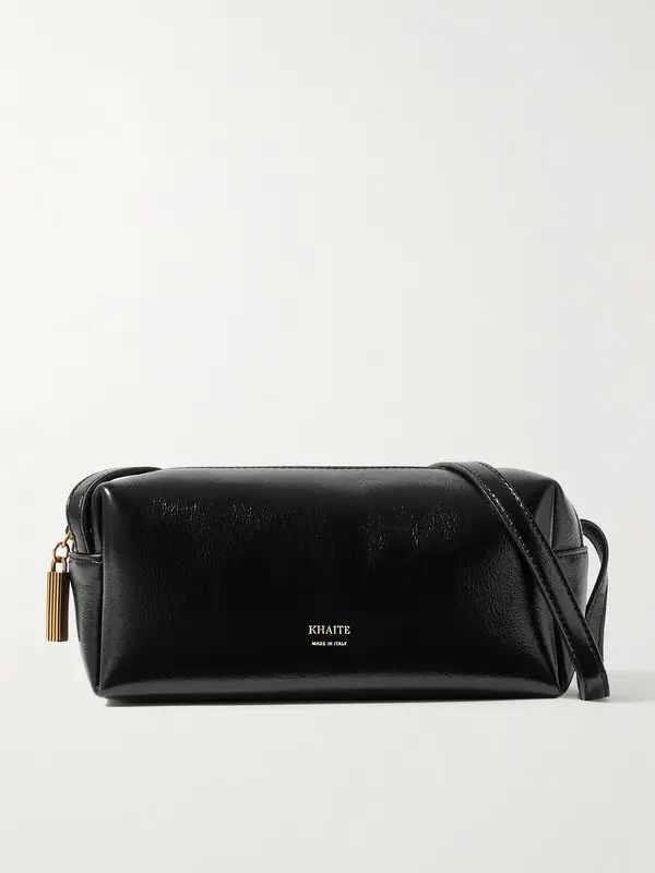 Khaite Kye Glossed-leather Shoulder Bag - Black
