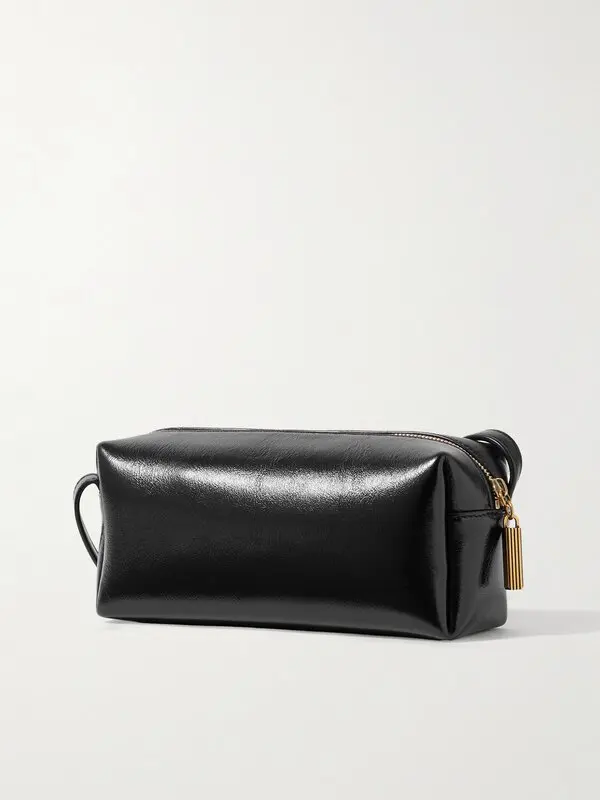 Khaite Kye Glossed-leather Shoulder Bag - Black
