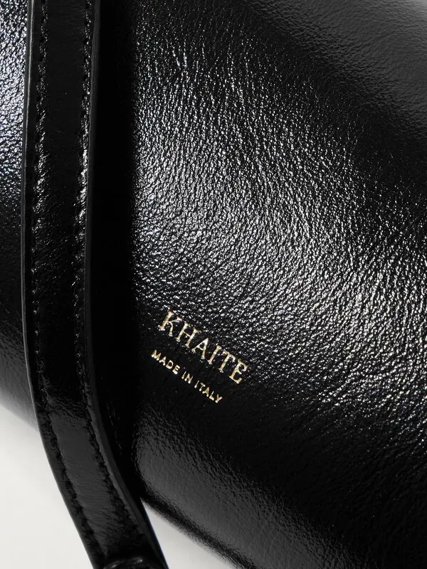 Khaite Kye Glossed-leather Shoulder Bag - Black