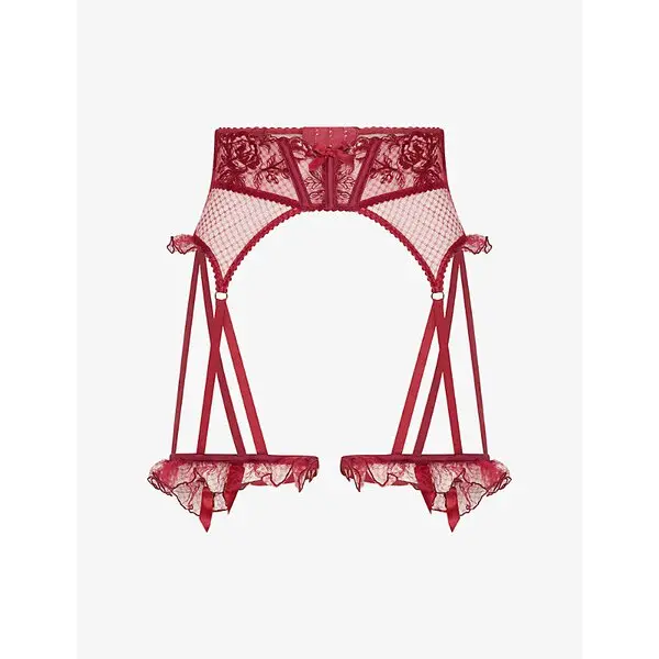 Agent Provocateur Rosia Lace Suspenders - Burgundy
