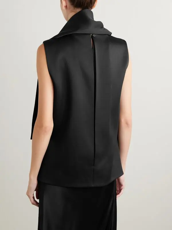 Khaite Loe Draped Satin-crepe Blouse - Black