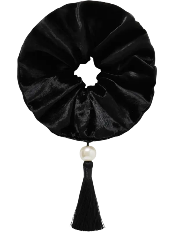 JENNIFER BEHR Isadora Velvet Scrunchie - Black