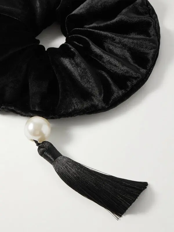 JENNIFER BEHR Isadora Velvet Scrunchie - Black | Editorialist display picture 1