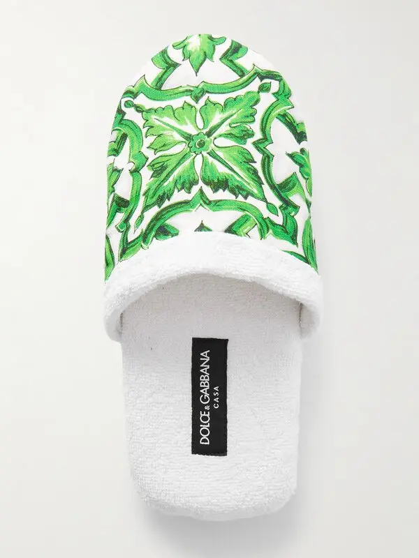 Dolce & Gabbana Printed Cotton Slippers