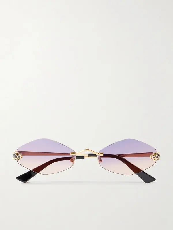 CARTIER Panthère Hexagon-frame Sunglasses - Gold