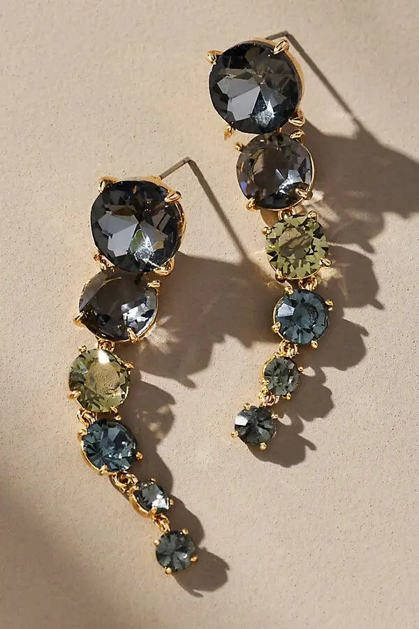 Anthropologie Crystal Drop Earrings - Black