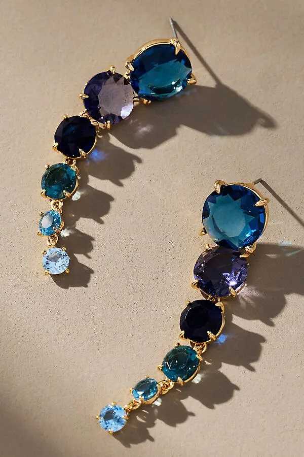 Anthropologie Crystal Drop Earrings - Blue