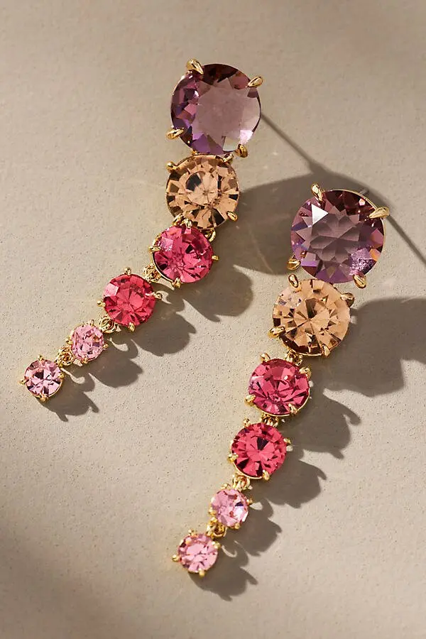 Anthropologie Crystal Drop Earrings - Wine