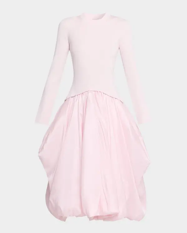 Simkhai Kenlie Mock-neck Bubble Midi Dress - Blush