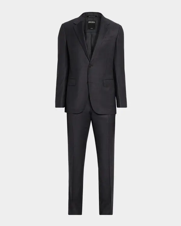 Zegna Trofeo Wool Plaid Two-piece Suit - Dk Gry Ck