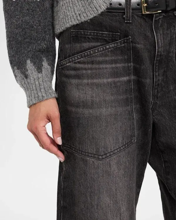 NILI LOTAN Shon Barrel-leg Ankle Jeans - Stone Blac