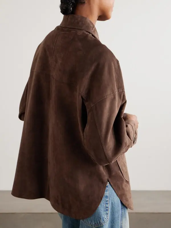 ARMA Kaylee Oversized Paneled Suede Jacket - Chocolate