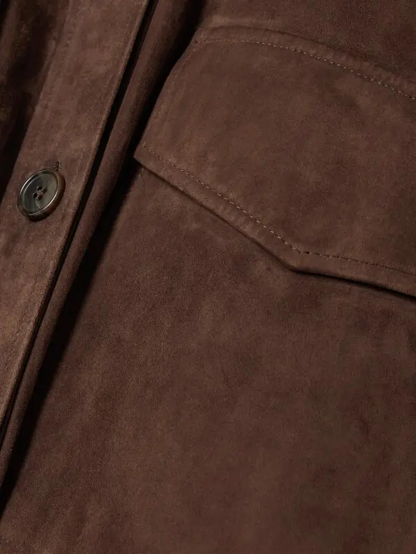 ARMA Kaylee Oversized Paneled Suede Jacket - Chocolate