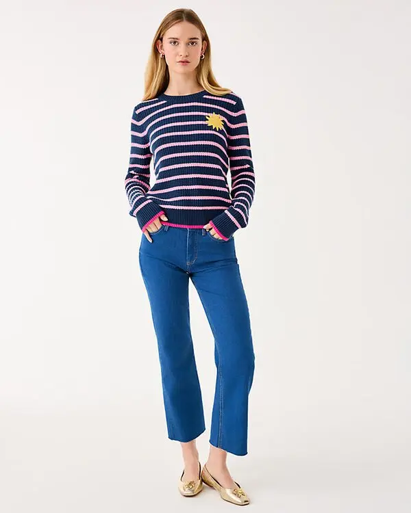 LILLY PULITZER Jovienne Pullover Sweater - Low Tide Navy Shine Bright Stripe