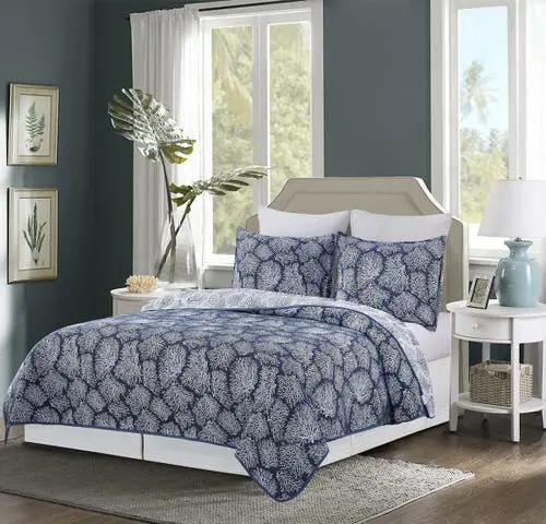C&F HOME Coral Jaquard Coverlet - Blue
