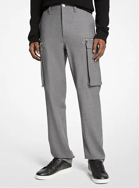 Michael Kors Stretch Wool Cargo Pants - Grey