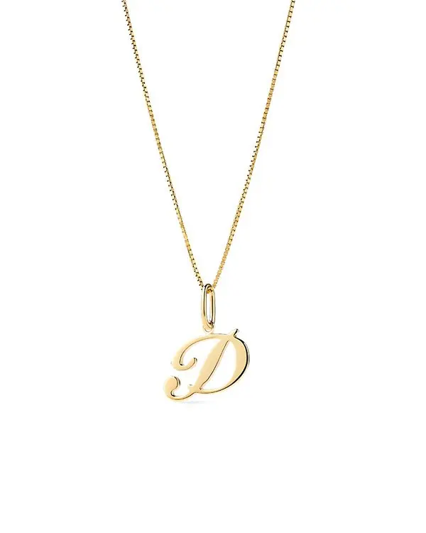 ANA LUISA Solid Yellow Gold Script Letter Necklace - D