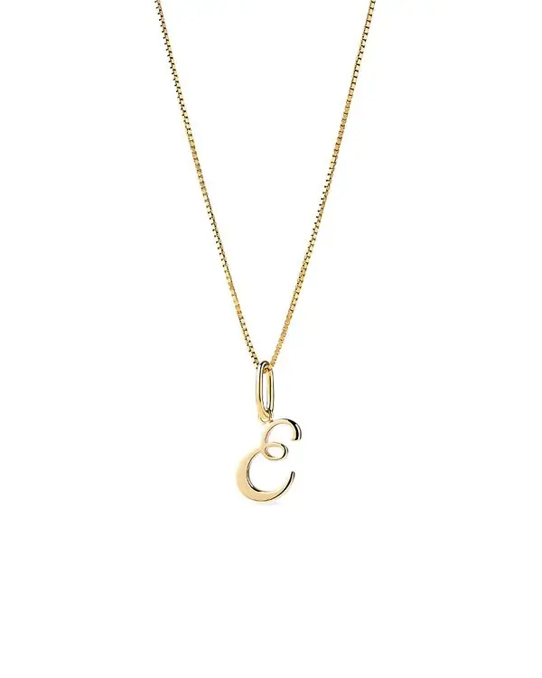 ANA LUISA Solid Yellow Gold Script Letter Necklace - E
