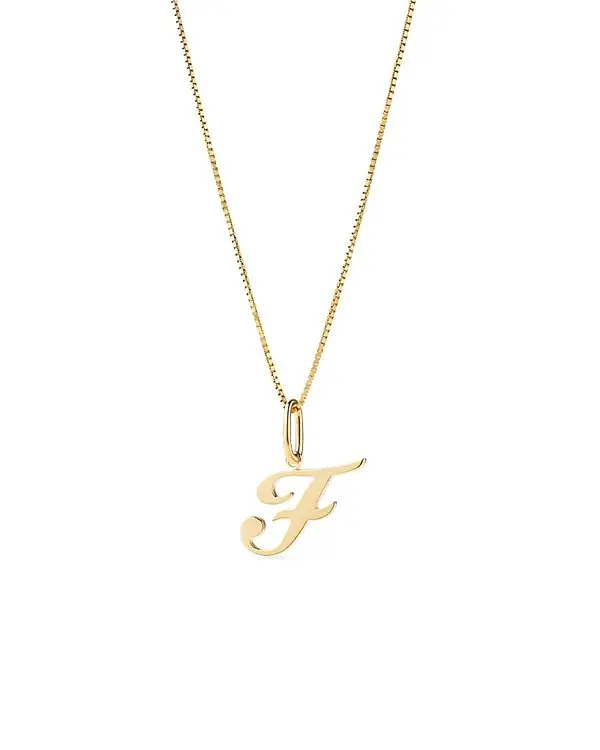 ANA LUISA Solid Yellow Gold Script Letter Necklace - F