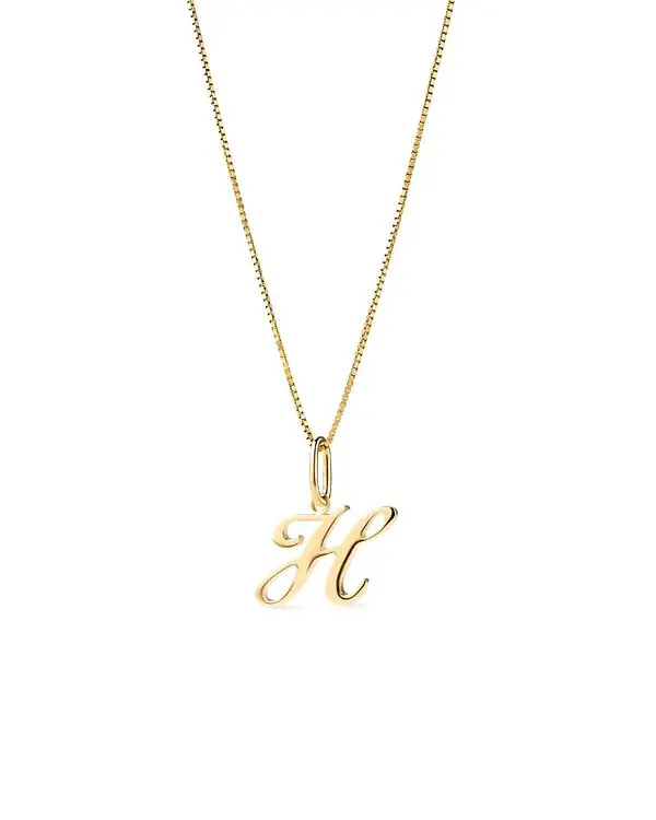 ANA LUISA Solid Yellow Gold Script Letter Necklace - H