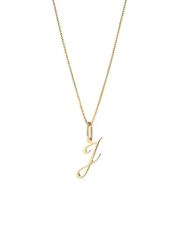 ANA LUISA Solid Yellow Gold Script Letter Necklace - J