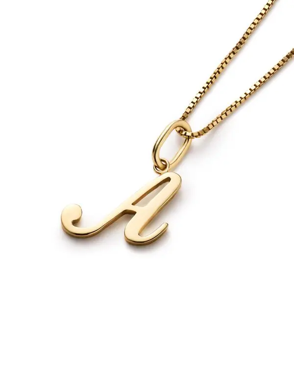 ANA LUISA Solid Yellow Gold Script Letter Necklace - L
