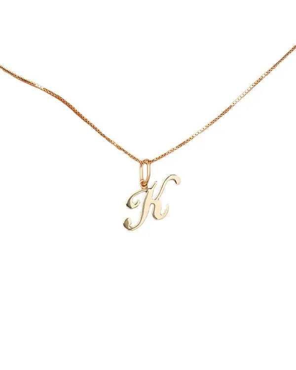 ANA LUISA Solid Yellow Gold Script Letter Necklace - L