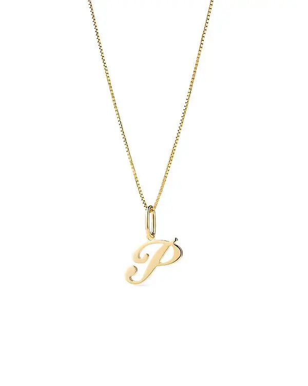ANA LUISA Solid Yellow Gold Script Letter Necklace - P