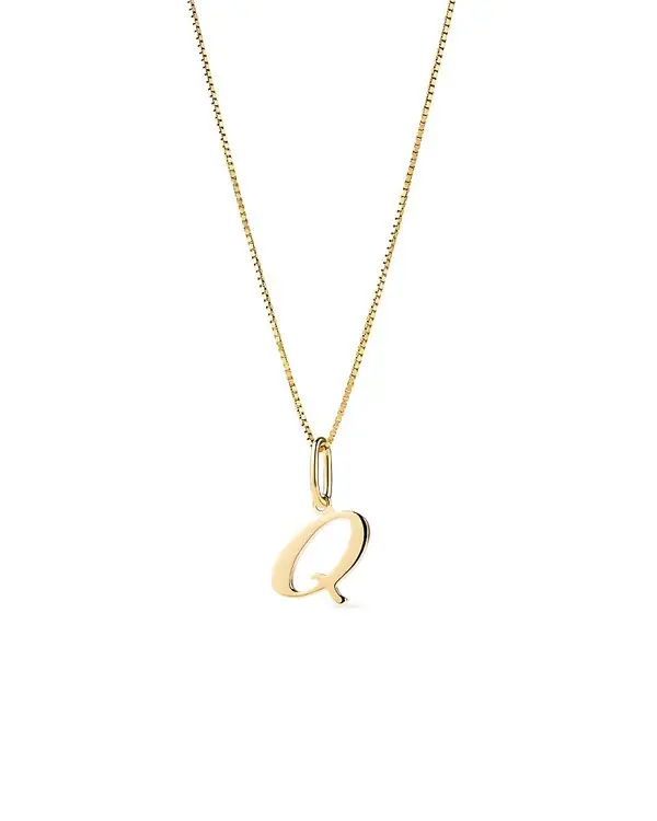 ANA LUISA Solid Yellow Gold Script Letter Necklace - Q