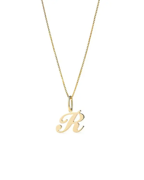 ANA LUISA Solid Yellow Gold Script Letter Necklace - R