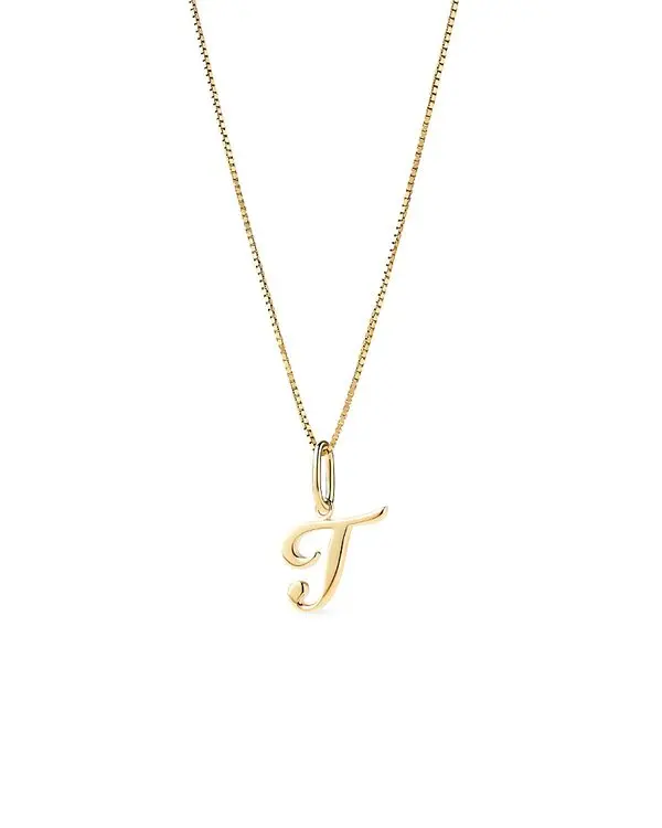 ANA LUISA Solid Yellow Gold Script Letter Necklace - T