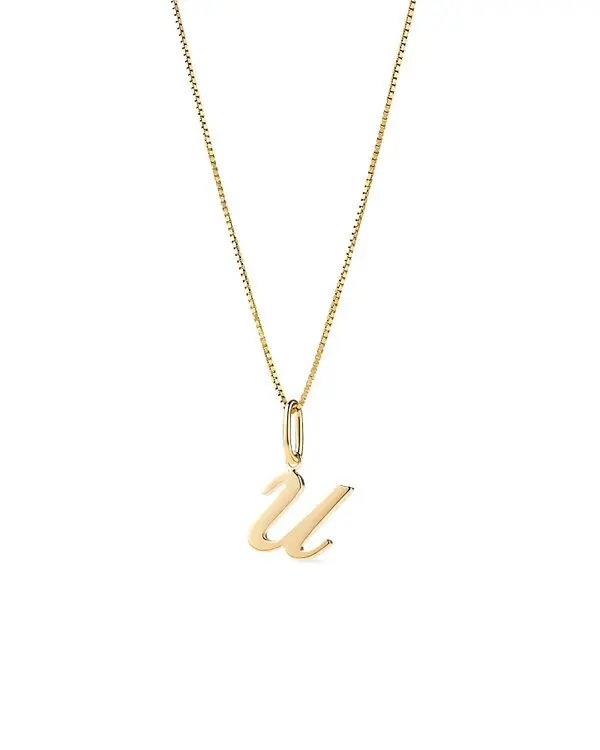 ANA LUISA Solid Yellow Gold Script Letter Necklace - U
