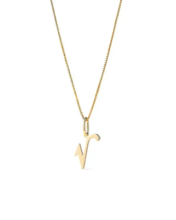 ANA LUISA Solid Yellow Gold Script Letter Necklace - V