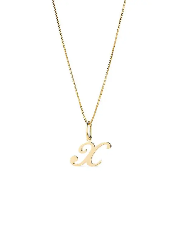 ANA LUISA Solid Yellow Gold Script Letter Necklace - X